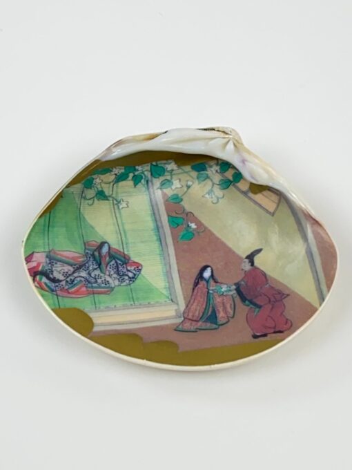 Japoniška Kai – awase žaidimo kriauklė, dekoruota piešiniu 7x8x3 cm ...