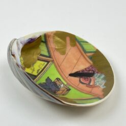 Japoniška Kai – awase žaidimo kriauklė, dekoruota piešiniu 7×8,5×2,5 cm ...